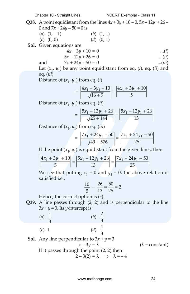 NCERT Exemplar for Class 11 Maths Chapter 10 – MathonGo