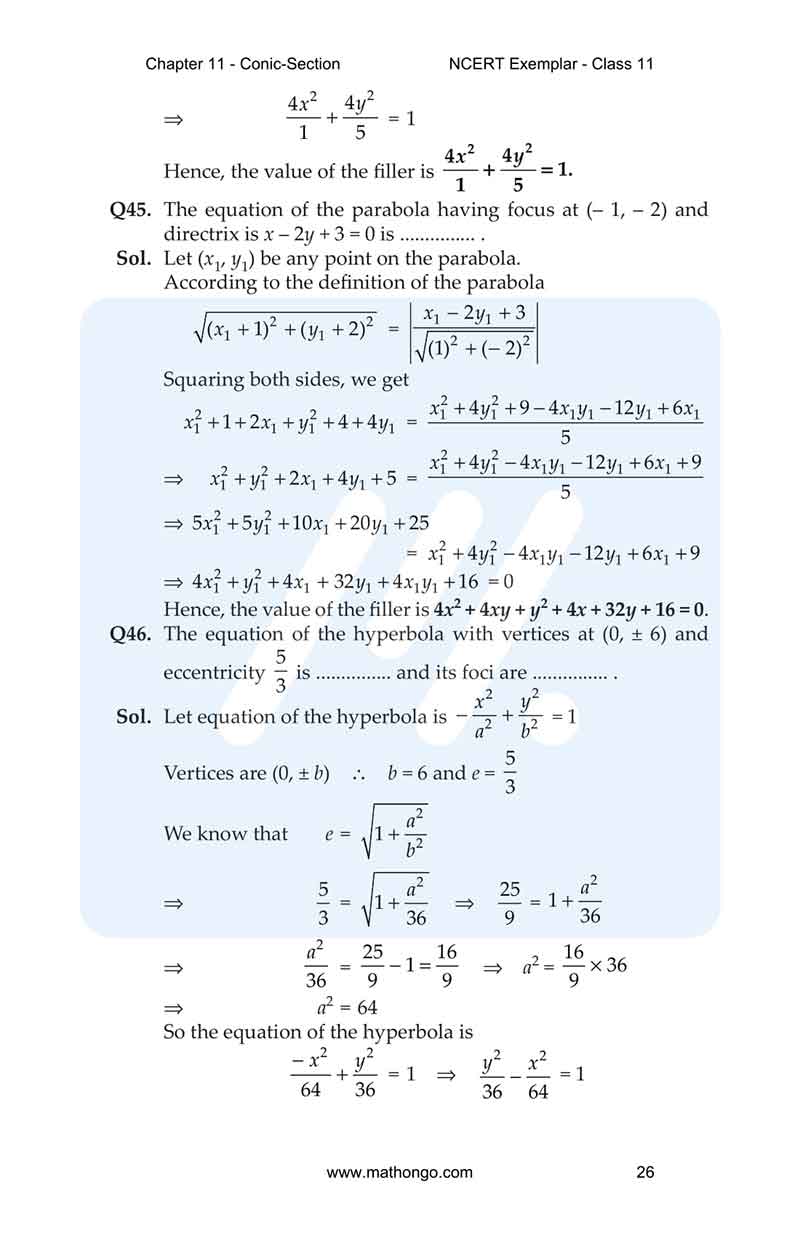 NCERT Exemplar for Class 11 Maths Chapter 11 – MathonGo