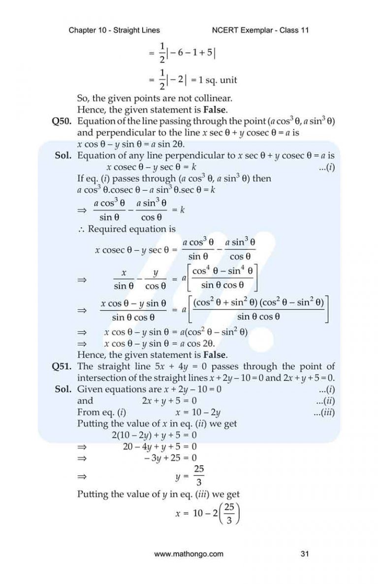 NCERT Exemplar for Class 11 Maths Chapter 10 – MathonGo