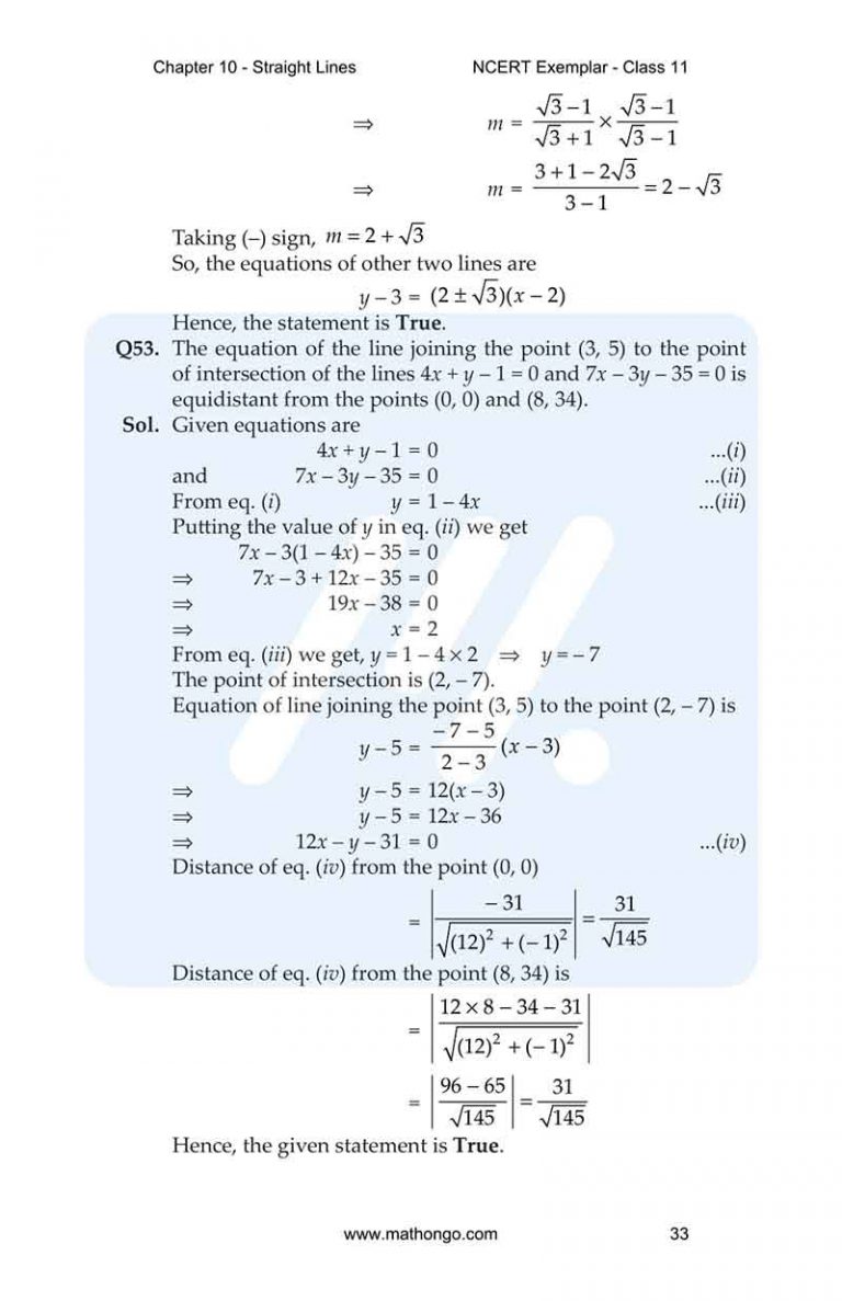 NCERT Exemplar for Class 11 Maths Chapter 10 – MathonGo