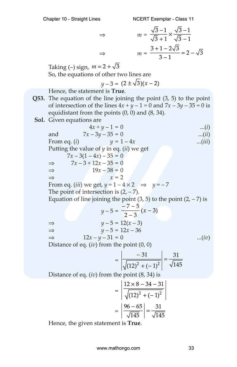 NCERT Exemplar for Class 11 Maths Chapter 10 – MathonGo