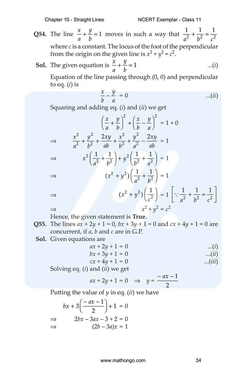 NCERT Exemplar for Class 11 Maths Chapter 10 – MathonGo