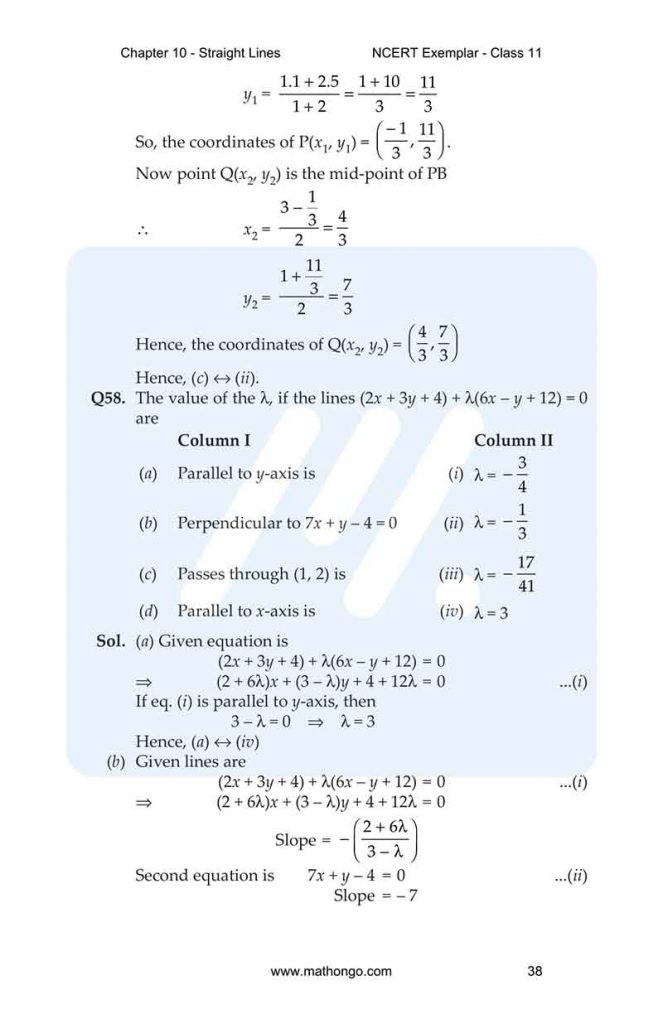 NCERT Exemplar Solutions For Class 11 Maths Chapter 10 Straight Lines NCERT Exemplar Solutions For Class 11 Maths Chapter 10 Straight Lines
