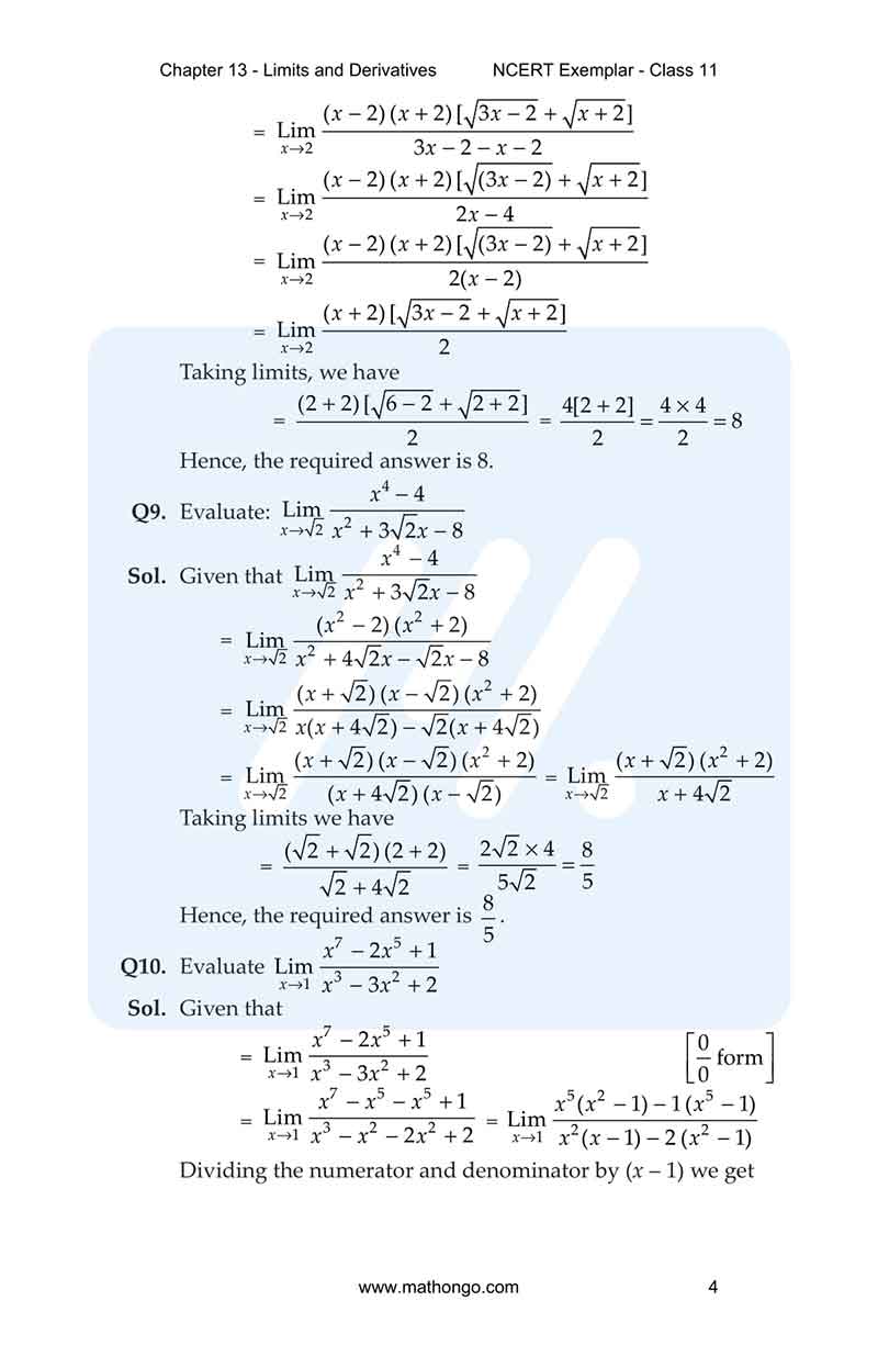 NCERT Exemplar for Class 11 Maths Chapter 13 – MathonGo