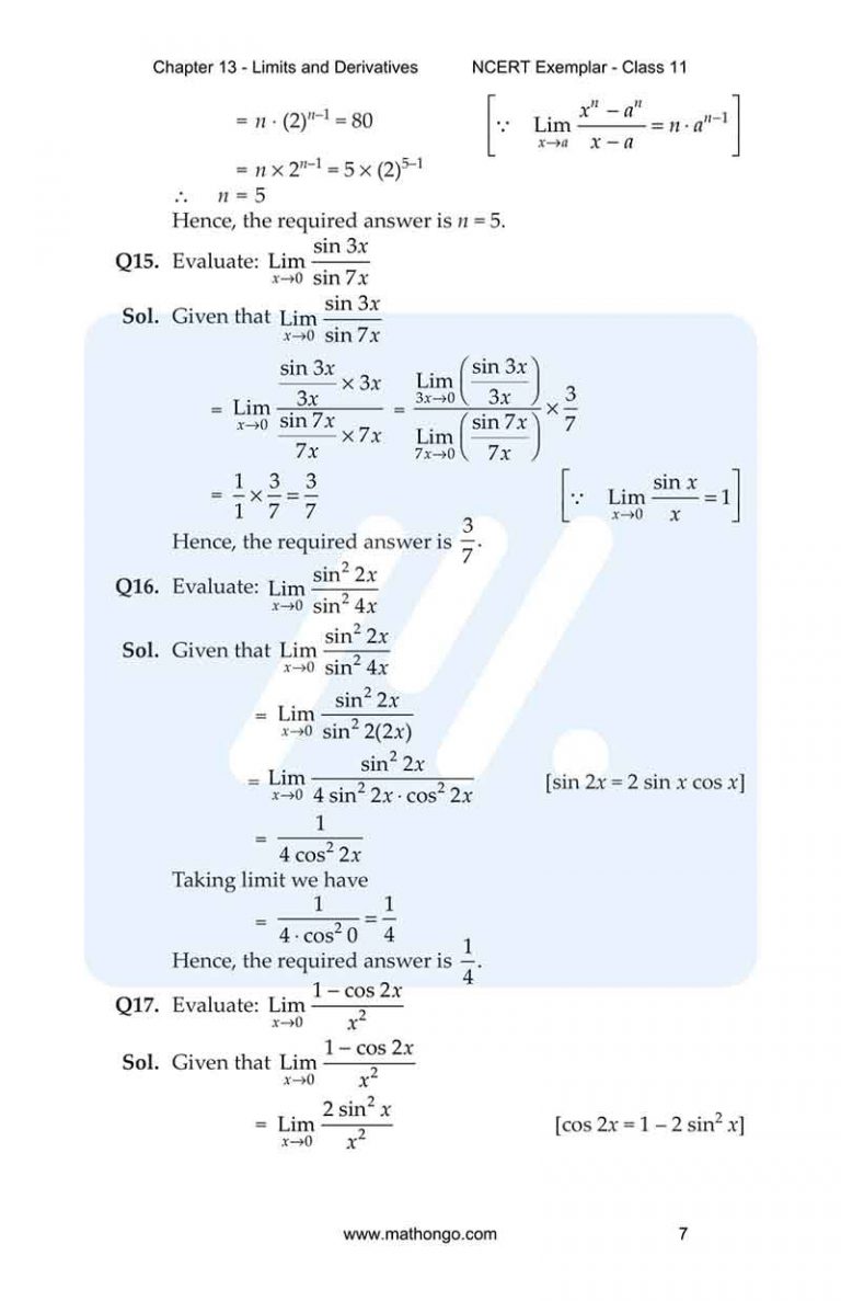 NCERT Exemplar for Class 11 Maths Chapter 13 – MathonGo