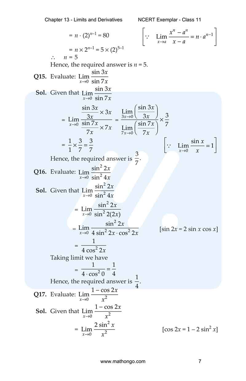NCERT Exemplar for Class 11 Maths Chapter 13 – MathonGo