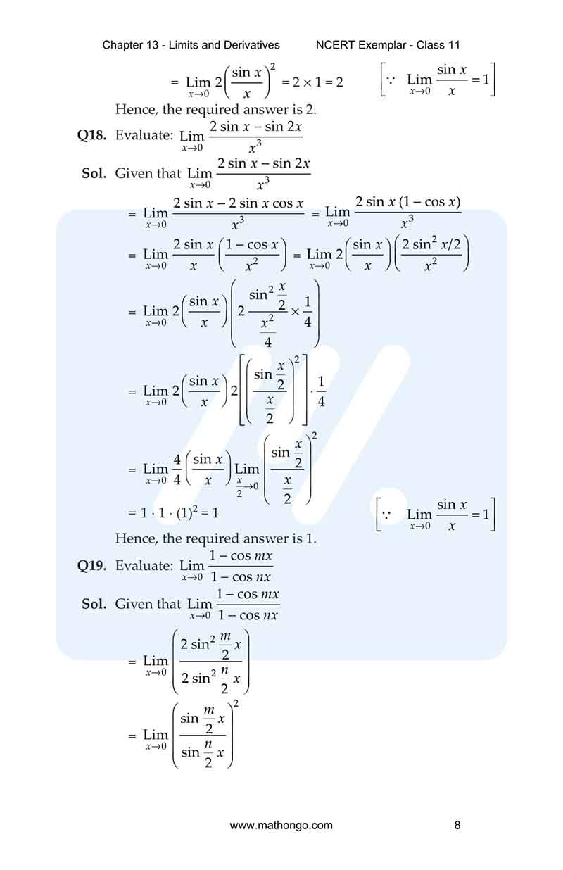 NCERT Exemplar for Class 11 Maths Chapter 13 – MathonGo