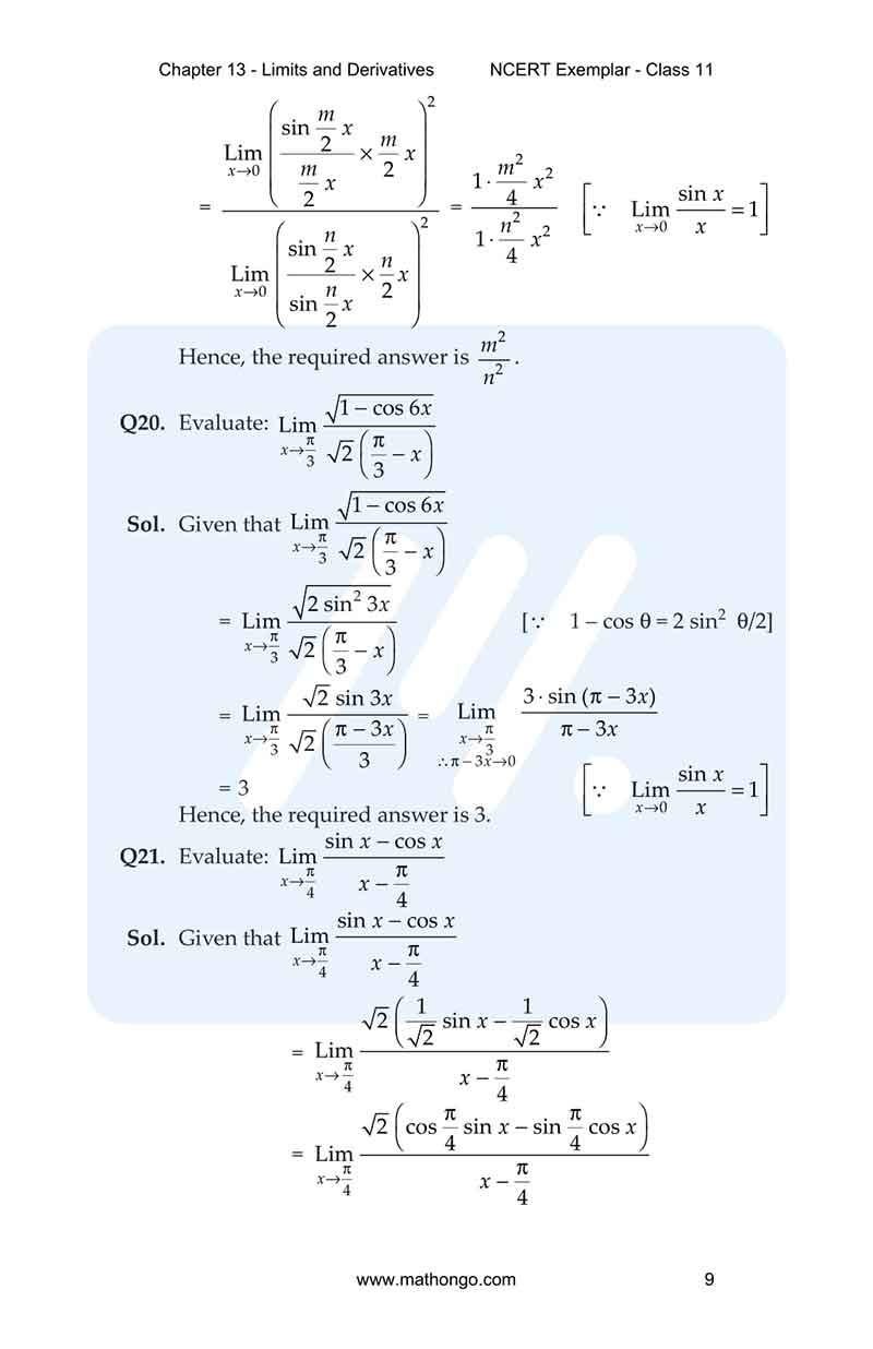 NCERT Exemplar for Class 11 Maths Chapter 13 – MathonGo
