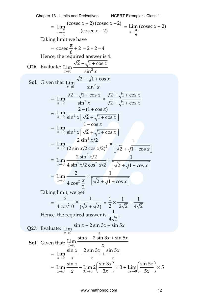 NCERT Exemplar for Class 11 Maths Chapter 13 – MathonGo