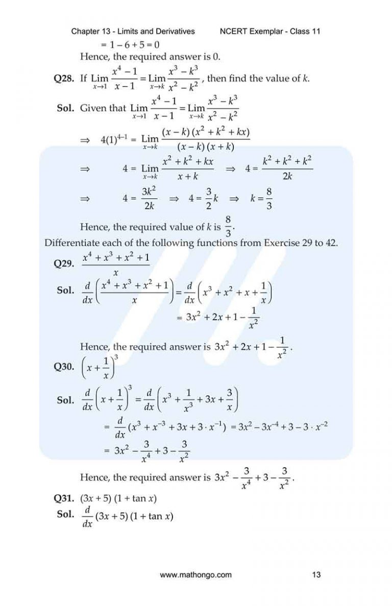 NCERT Exemplar for Class 11 Maths Chapter 13 – MathonGo