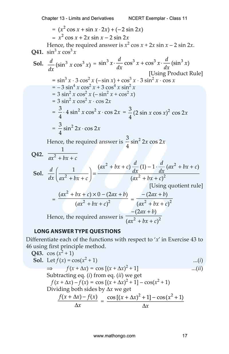 NCERT Exemplar for Class 11 Maths Chapter 13 – MathonGo