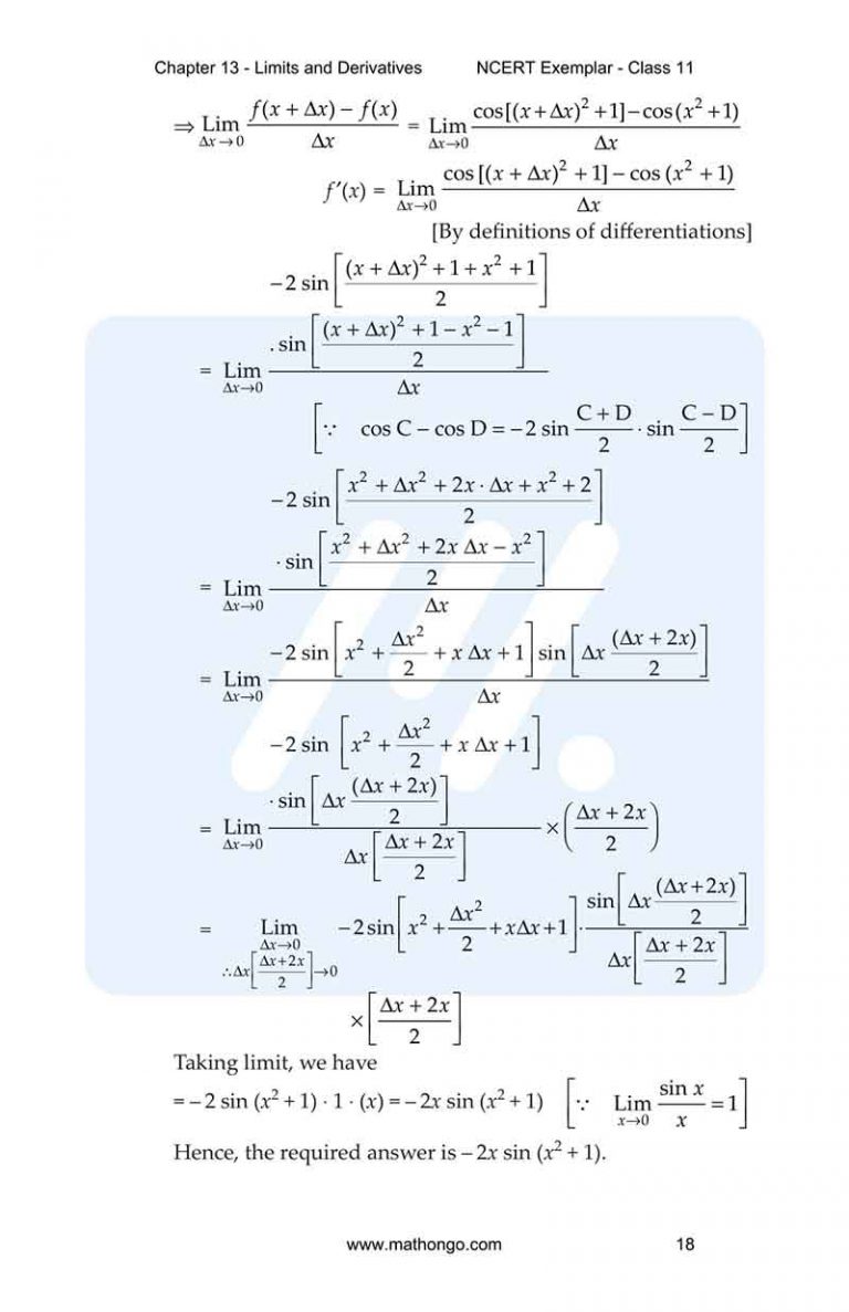 NCERT Exemplar for Class 11 Maths Chapter 13 – MathonGo