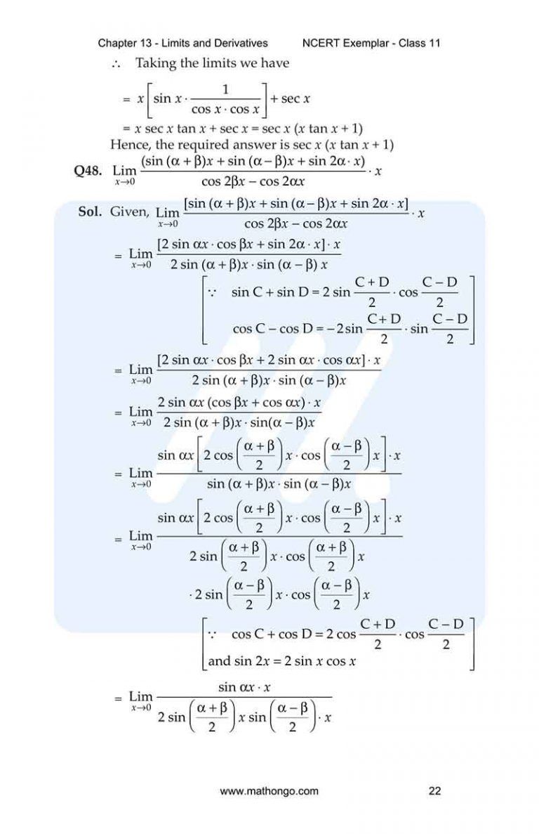 NCERT Exemplar for Class 11 Maths Chapter 13 – MathonGo