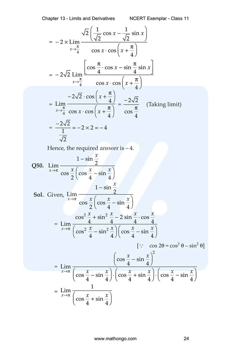 NCERT Exemplar for Class 11 Maths Chapter 13 – MathonGo