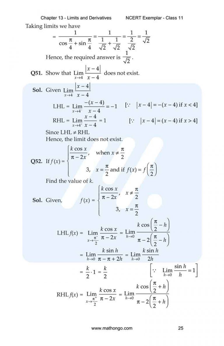 NCERT Exemplar for Class 11 Maths Chapter 13 – MathonGo