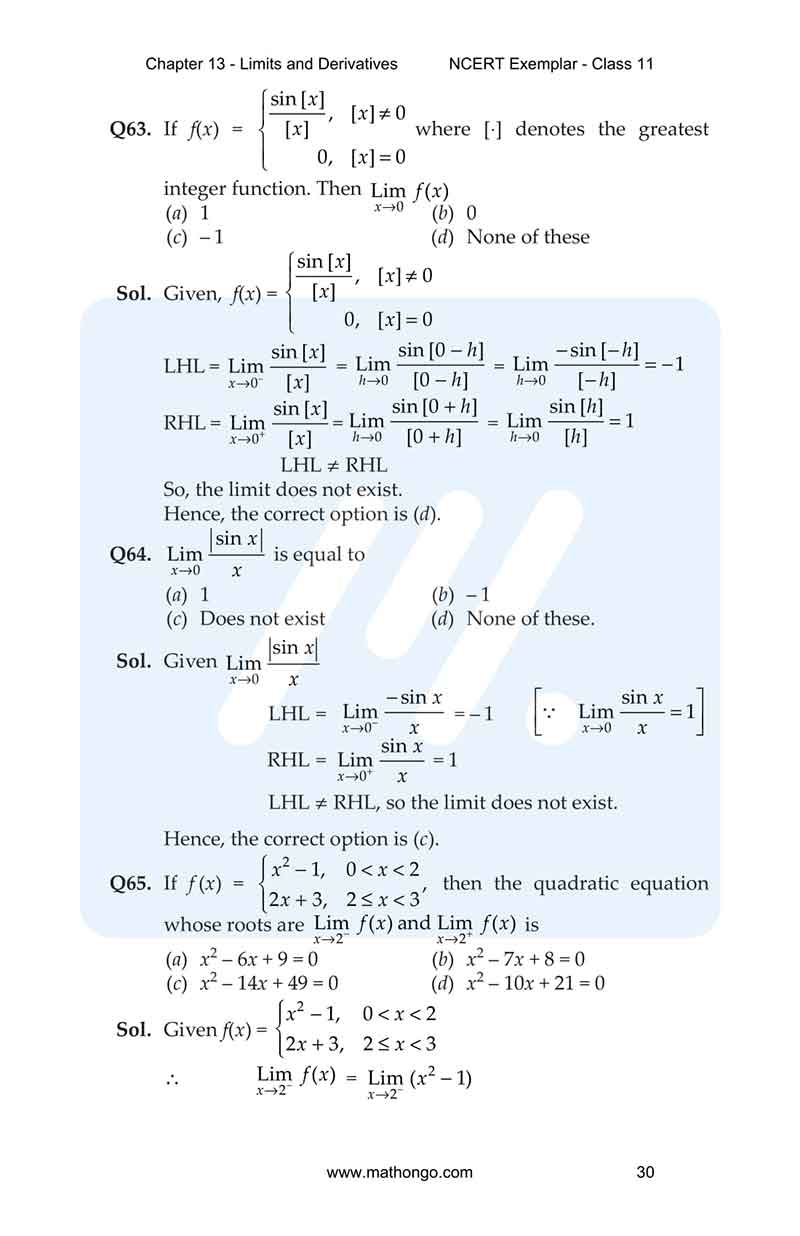 NCERT Exemplar for Class 11 Maths Chapter 13 – MathonGo