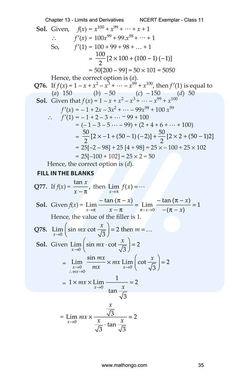 NCERT Exemplar for Class 11 Maths Chapter 13 – MathonGo