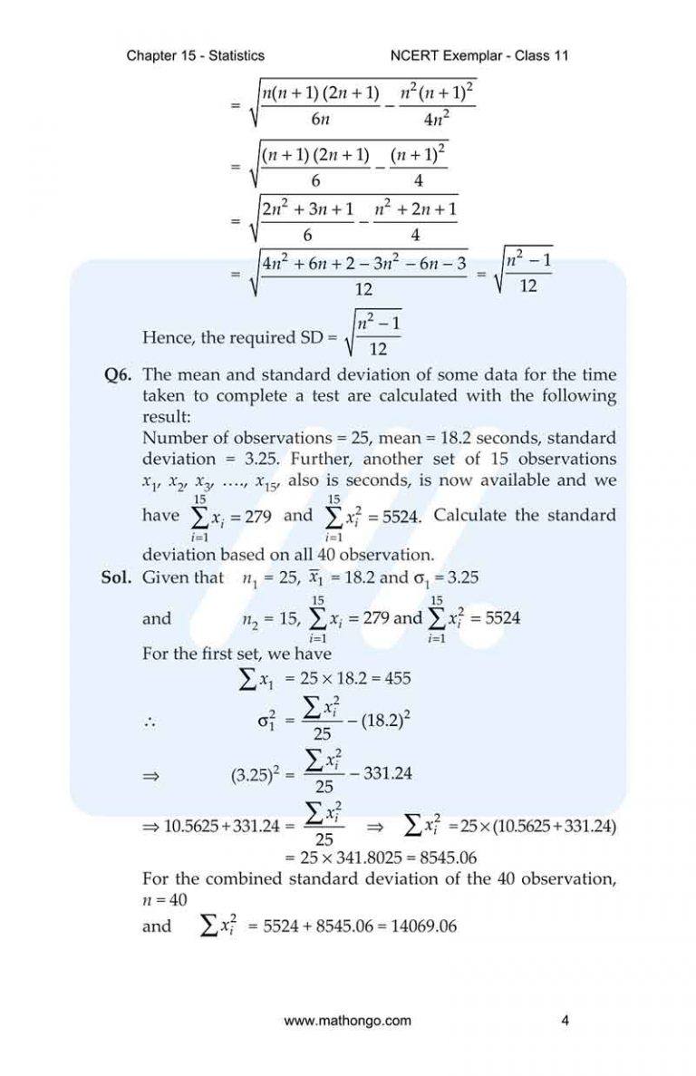 NCERT Exemplar for Class 11 Maths Chapter 15 – MathonGo