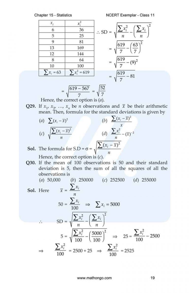 NCERT Exemplar for Class 11 Maths Chapter 15 – MathonGo