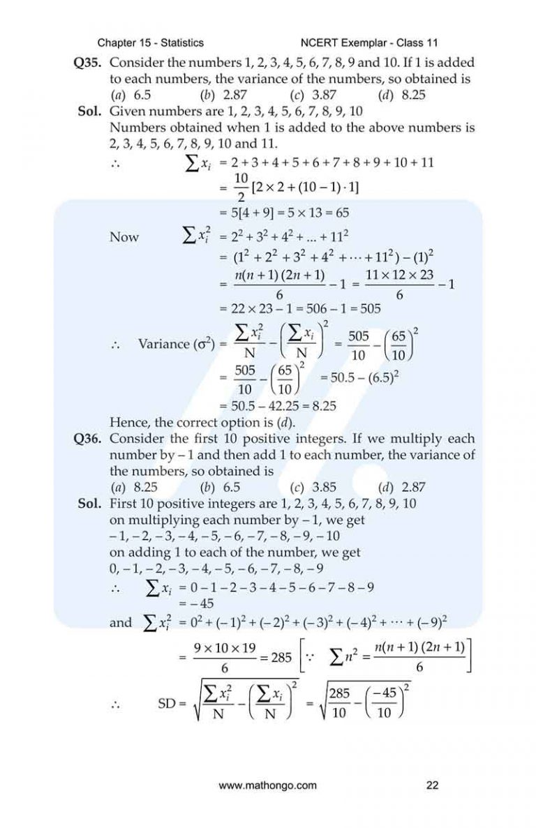 NCERT Exemplar for Class 11 Maths Chapter 15 – MathonGo