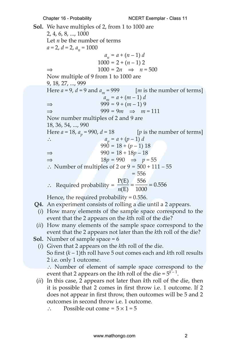 NCERT Exemplar for Class 11 Maths Chapter 16 – MathonGo