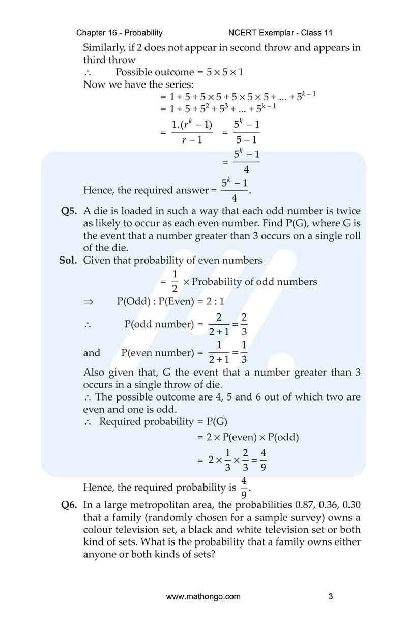 NCERT Exemplar for Class 11 Maths Chapter 16 – MathonGo