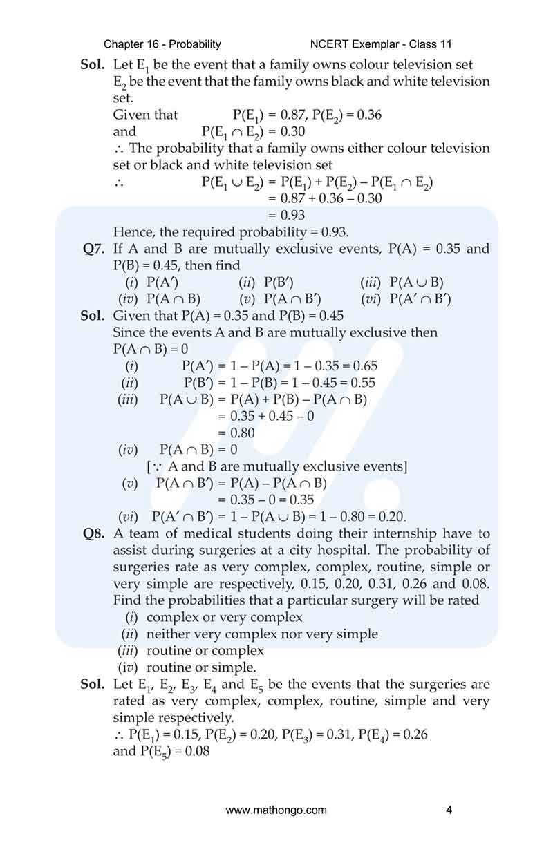 NCERT Exemplar for Class 11 Maths Chapter 16 – MathonGo