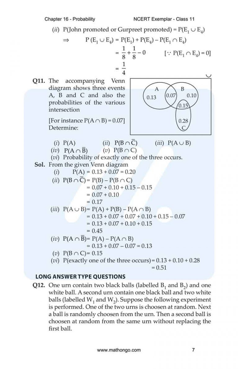 NCERT Exemplar for Class 11 Maths Chapter 16 – MathonGo