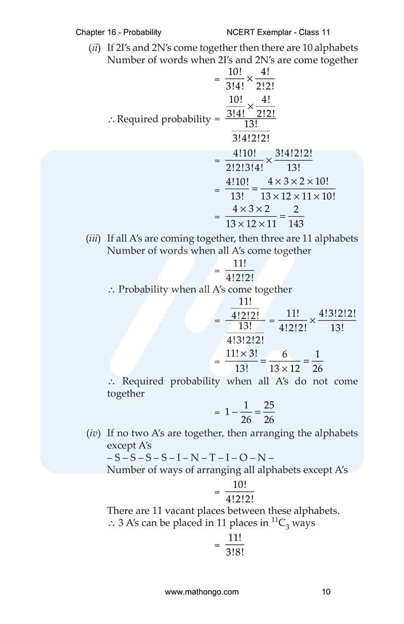NCERT Exemplar for Class 11 Maths Chapter 16 – MathonGo