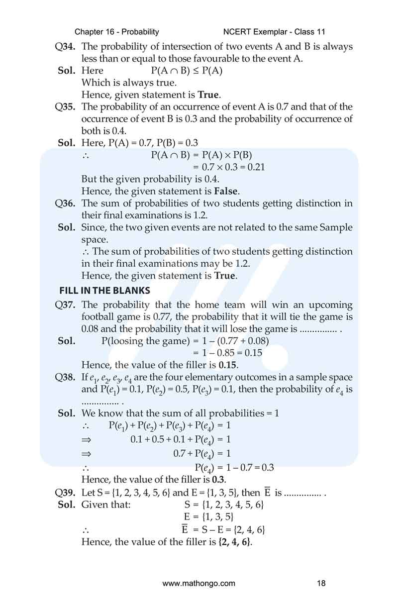 NCERT Exemplar for Class 11 Maths Chapter 16 – MathonGo