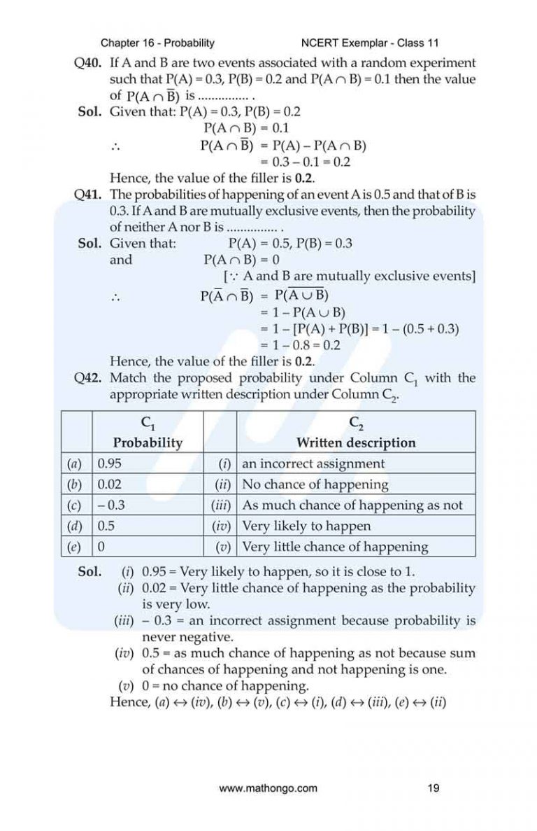 NCERT Exemplar for Class 11 Maths Chapter 16 – MathonGo