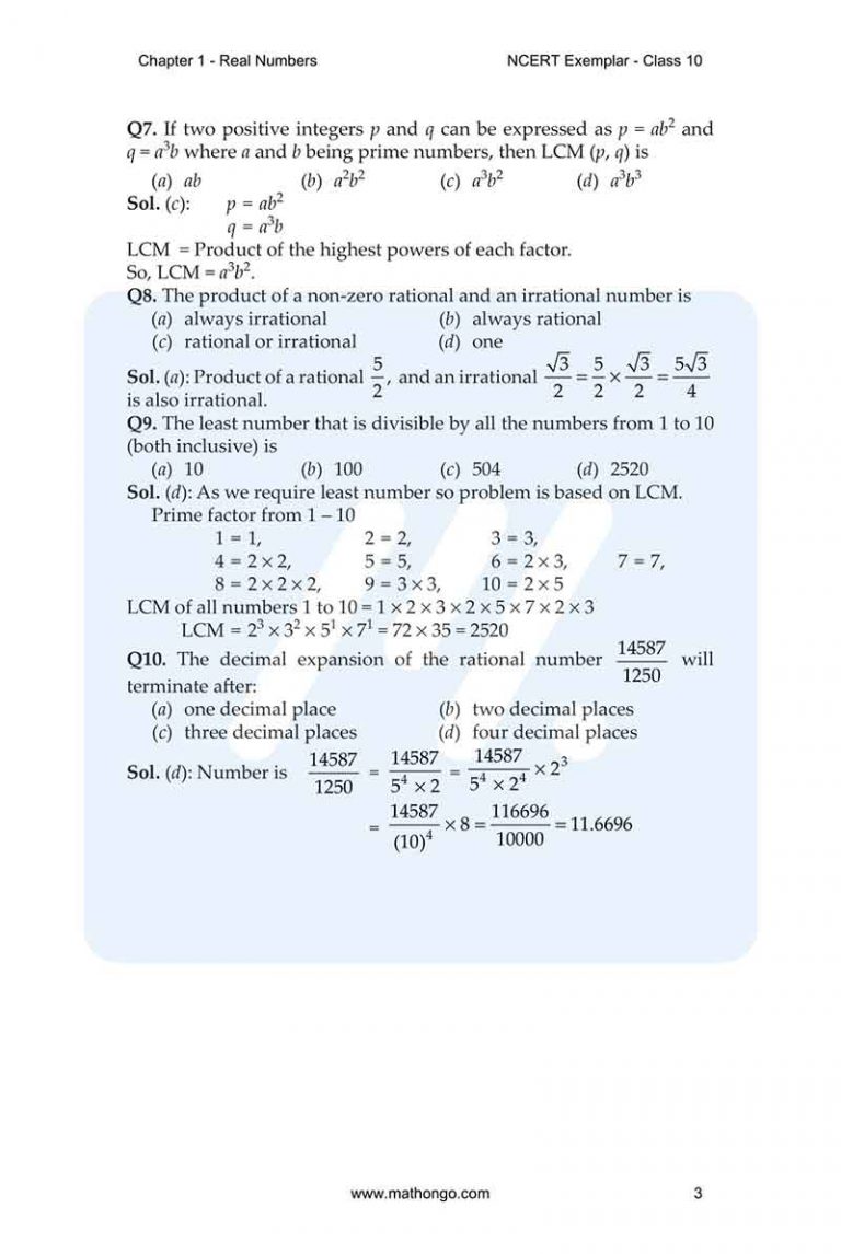 NCERT Exemplar for Class 10 Maths Chapter 1 – MathonGo