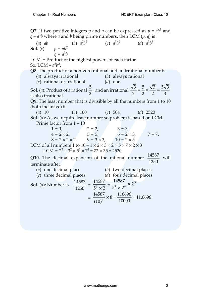 NCERT Exemplar for Class 10 Maths Chapter 1 – MathonGo