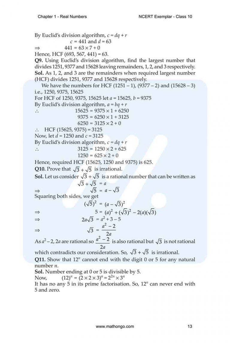 NCERT Exemplar for Class 10 Maths Chapter 1 – MathonGo