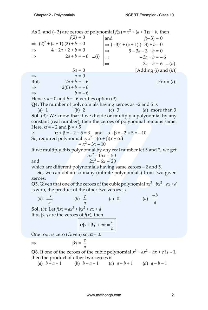 NCERT Exemplar for Class 10 Maths Chapter 2 – MathonGo