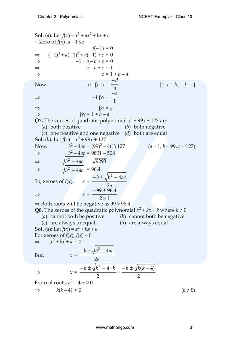 NCERT Exemplar for Class 10 Maths Chapter 2 – MathonGo