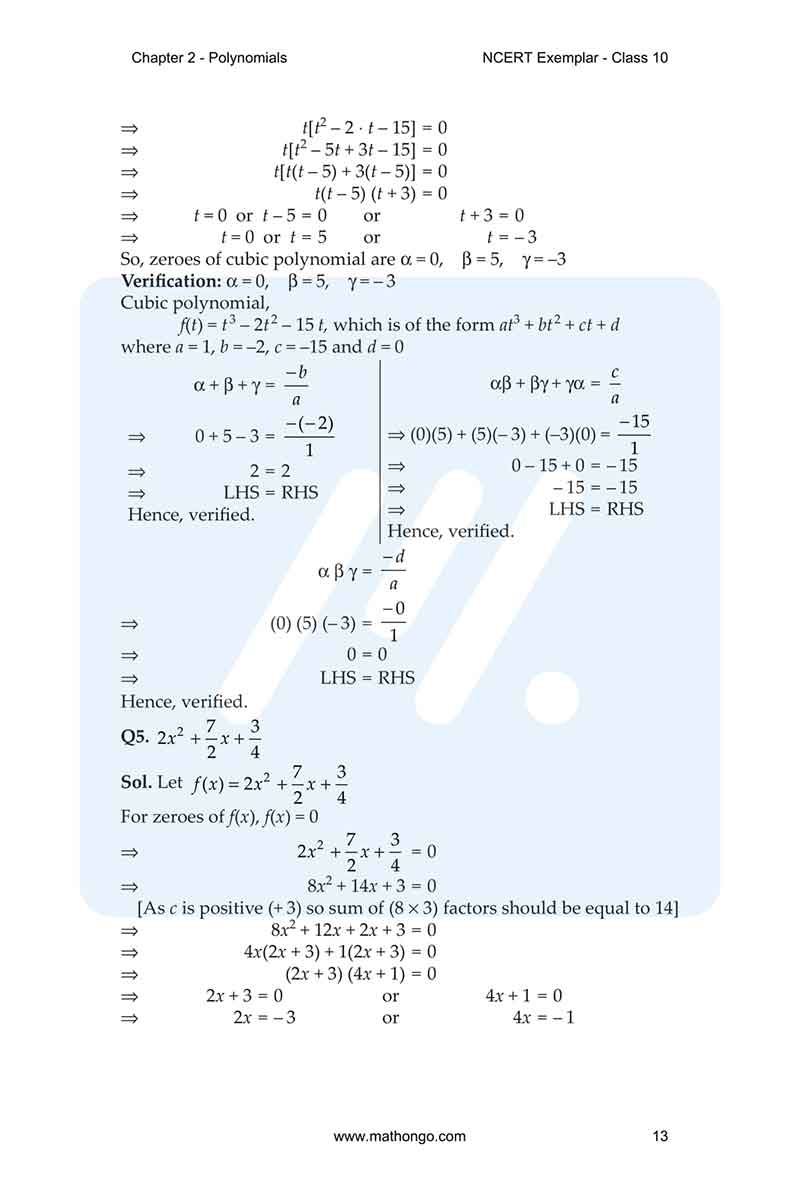 NCERT Exemplar for Class 10 Maths Chapter 2 – MathonGo