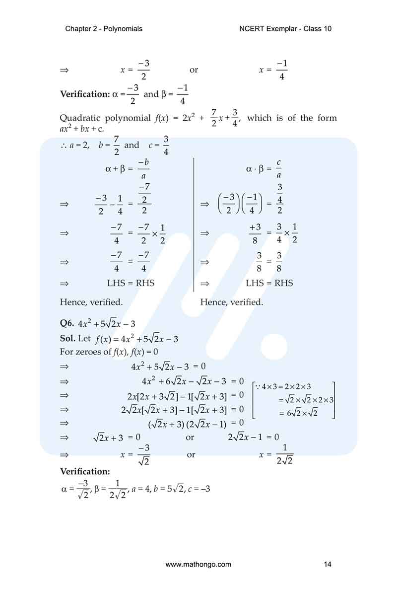 NCERT Exemplar for Class 10 Maths Chapter 2 – MathonGo
