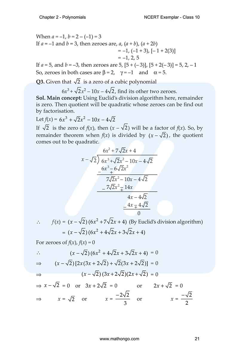 NCERT Exemplar for Class 10 Maths Chapter 2 – MathonGo