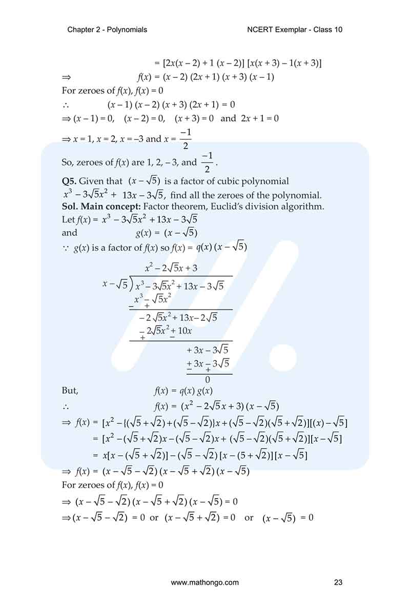NCERT Exemplar for Class 10 Maths Chapter 2 – MathonGo