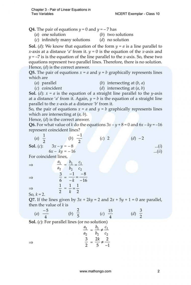 NCERT Exemplar for Class 10 Maths Chapter 3 – MathonGo