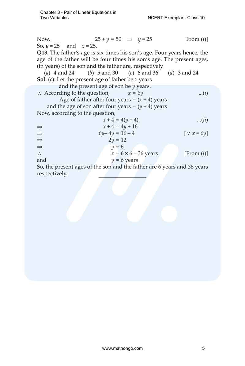 NCERT Exemplar for Class 10 Maths Chapter 3 – MathonGo