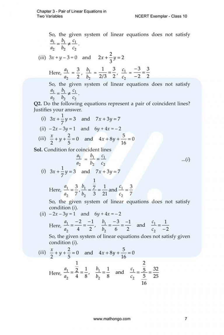 NCERT Exemplar for Class 10 Maths Chapter 3 – MathonGo