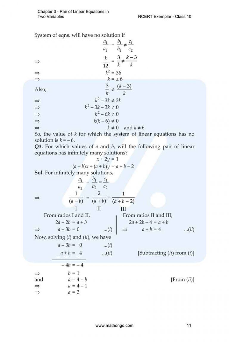 NCERT Exemplar for Class 10 Maths Chapter 3 – MathonGo