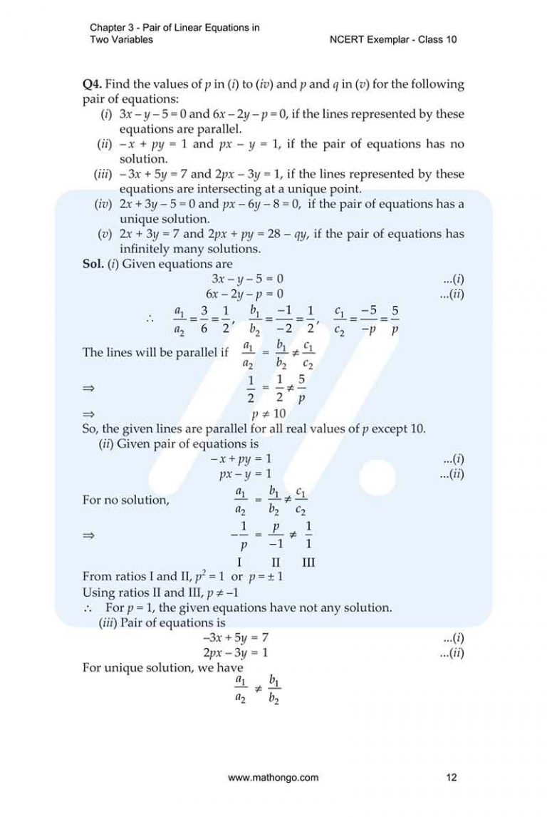 NCERT Exemplar For Class 10 Maths Chapter 3 MathonGo NCERT Exemplar For Class 10 Maths Chapter 3 MathonGo