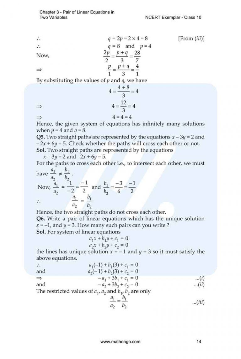 NCERT Exemplar for Class 10 Maths Chapter 3 – MathonGo
