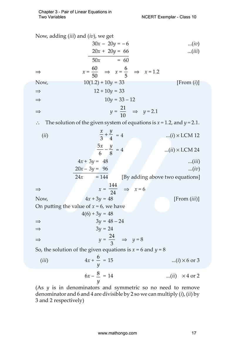 NCERT Exemplar for Class 10 Maths Chapter 3 – MathonGo