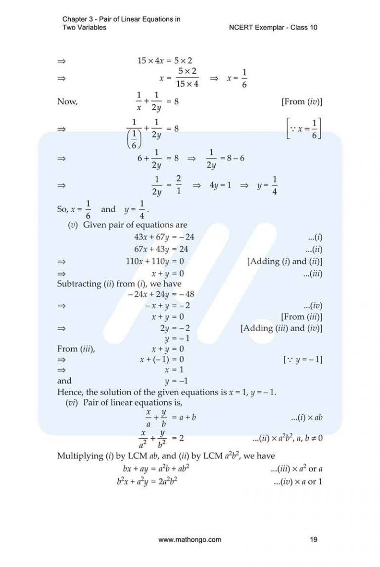 NCERT Exemplar for Class 10 Maths Chapter 3 – MathonGo