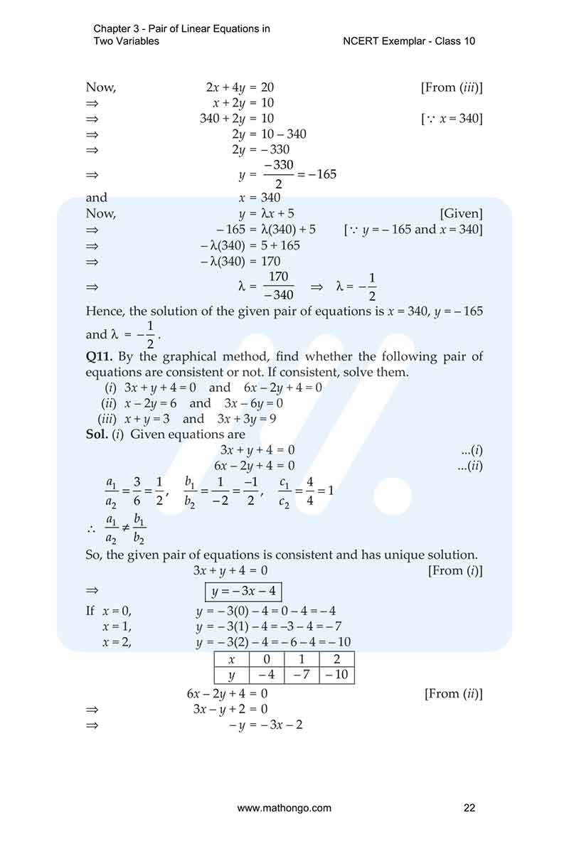 NCERT Exemplar for Class 10 Maths Chapter 3 – MathonGo