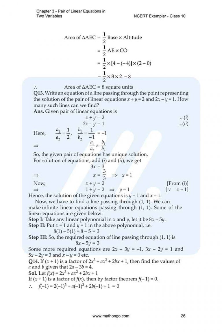 NCERT Exemplar for Class 10 Maths Chapter 3 – MathonGo